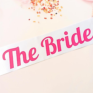 Magnusson's Garden The Bride Let’s Go Party Pink Doll Dream Bach Themed Bachelorette Sash, She Found Her Ken Bridal Shower Accessory for Future Mrs., Retro Hot Pink Heart Wedding Sash