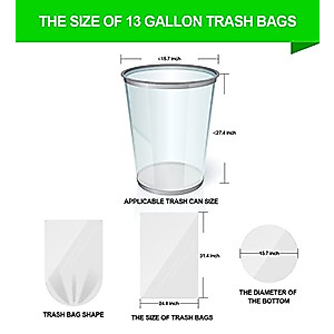 FORID 13 Gallon Trash Bags - Clear Plastic Garbage Bags Medium Tall Trash Can Liners for Kitchen Office Home Waste Bins Unscented One Box with 5 Roll 110 Count 55 Liter