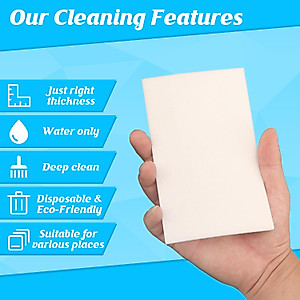 60 Pcs Magic Eraser Sponge - Aumulee Thin Melamine Sponge Cleaning Pads, Disposable Magic Eraser Sheets for Furniture, Bathroom, Bathtub, Sink, Floor, Baseboard, Wall Cleaner, 60 Count