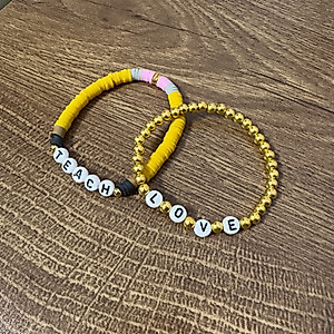 DOLLESS Teacher Bracelets for Women Ploymer Clay Teach Love Inspire Teacher Bracelets Teacher Appreciation Gifts (Style-B)