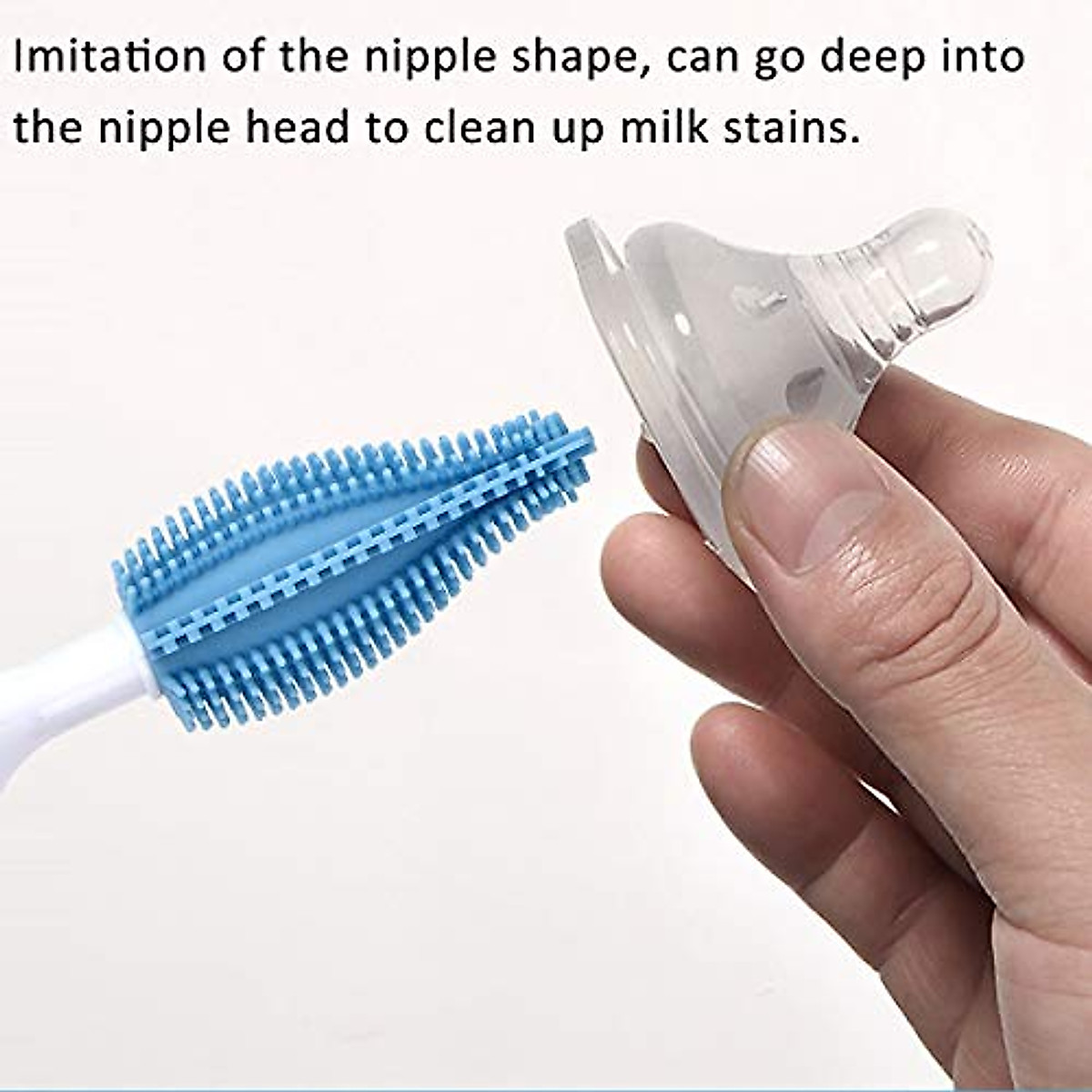 Swiftrans Straight Handle Silicone Bottle Cleaning Brush Hangable Portable Cup Brush Cleaning Kit with Bottle Brush, Straw Brush, Nipple Brush