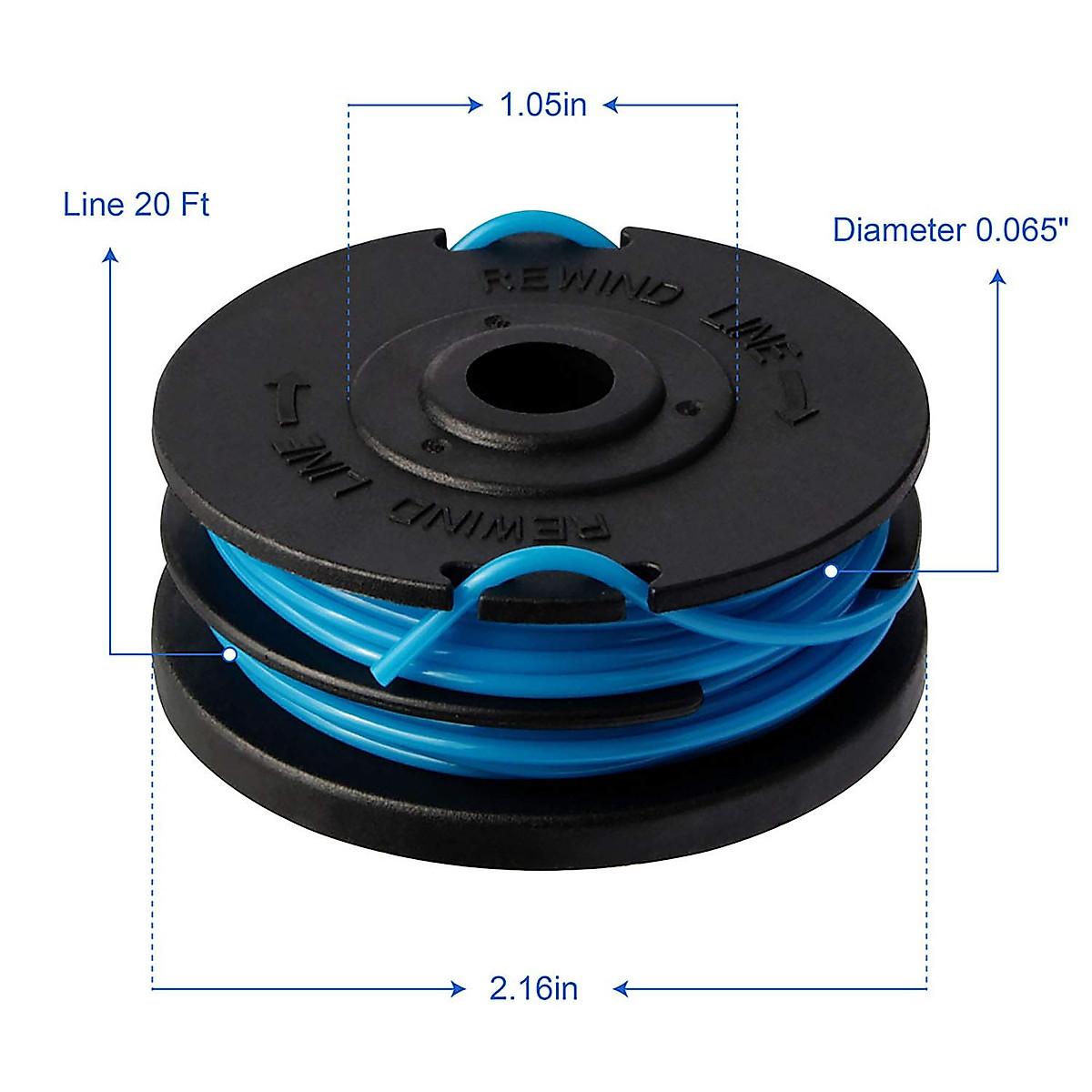 THTEN 2900719 Trimmer Spool Line Replacement for Greenworks 20ft 0.065 inch 2101602 2101602A STBA40B210, 2101602, ST40B410, BST4000 Dual line String Trimmers 6 Pack