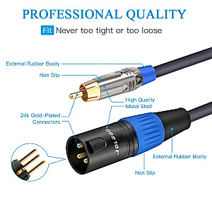 JOLGOO RCA to XLR Cable, Dual RCA Male to Dual XLR Male Cable, 2 RCA Male to 2 XLR Male HiFi Audio Cable, 4N OFC Wire, for Amplifier Mixer Microphone, 3.3 Feet