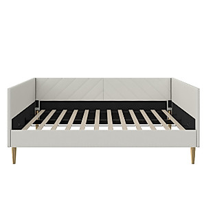 DHP Alicent Full Upholstered Daybed with Gold Metal Legs, Gray Linen