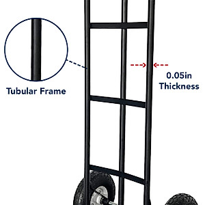 Olympia Tools 600 Lb Steel Hand Truck with P Handle and 10" Pneumatic Wheels for Home and Office Use