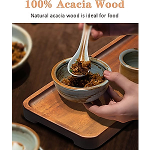 HOMKULA Acacia Wood Serving Platters and Trays - 14" x 5.5" Wooden Mini Charcuterie Boards, Small Cheese Board, Rectangle Wooden Tray for Kitchen Counter, Bathroom, Home Decor, Party, 3 Pack