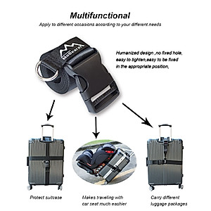 MoBearer Car Seat Travel Belt Adjustable Car Seat Travel Strap to Convert Kid Car Seat and Carry-on Luggage into an Airport Car Seat Stroller Safe Travel Solution for Transport Car Seat (BLACK, LARGE)