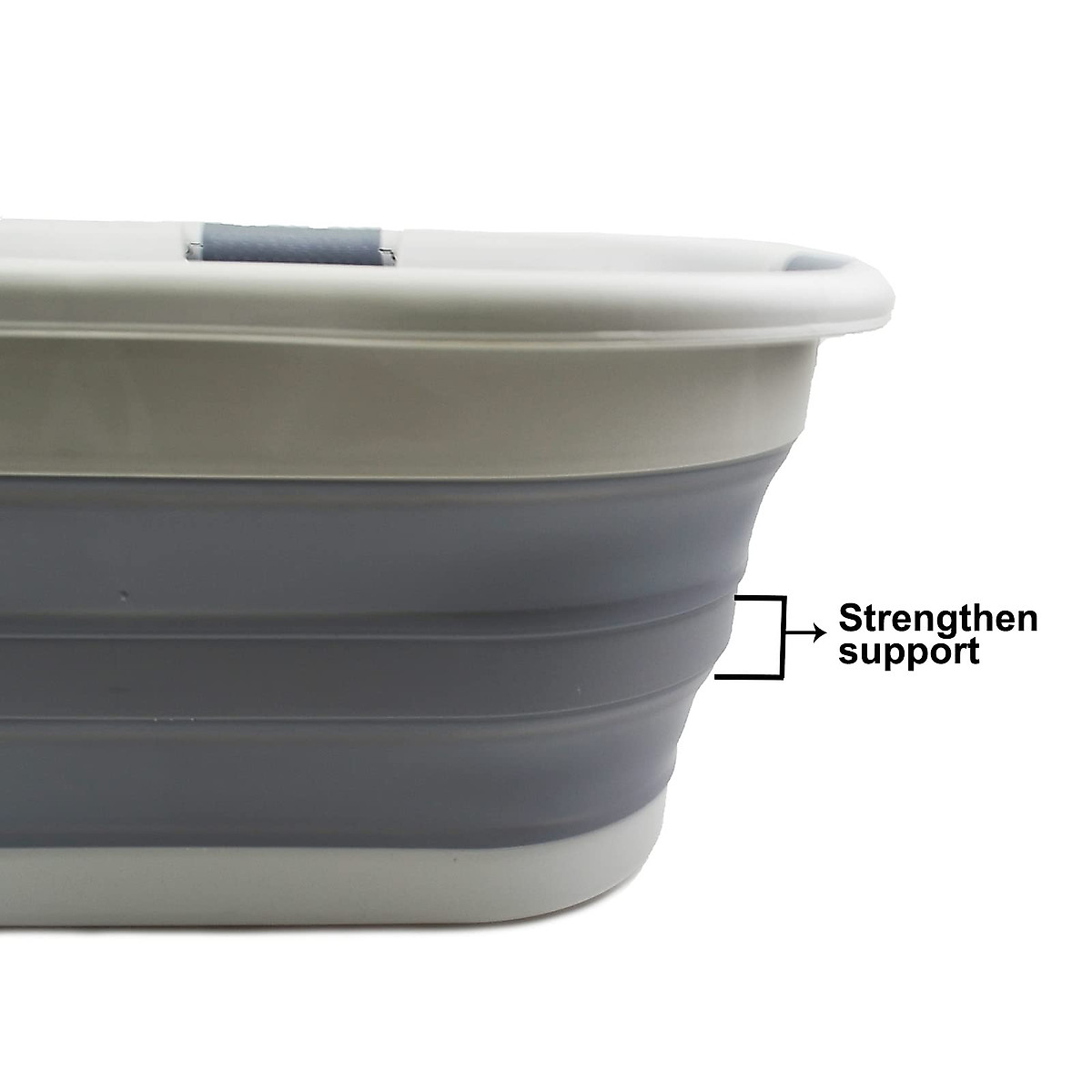 SAMMART 40L (10.5 gallons) Collapsible Plastic Laundry Washing Tub - Foldable Pop Up Laundry Basket/Hamper - Portable Washing Tub - Pop Up Saving (Grey/Dark Grey)