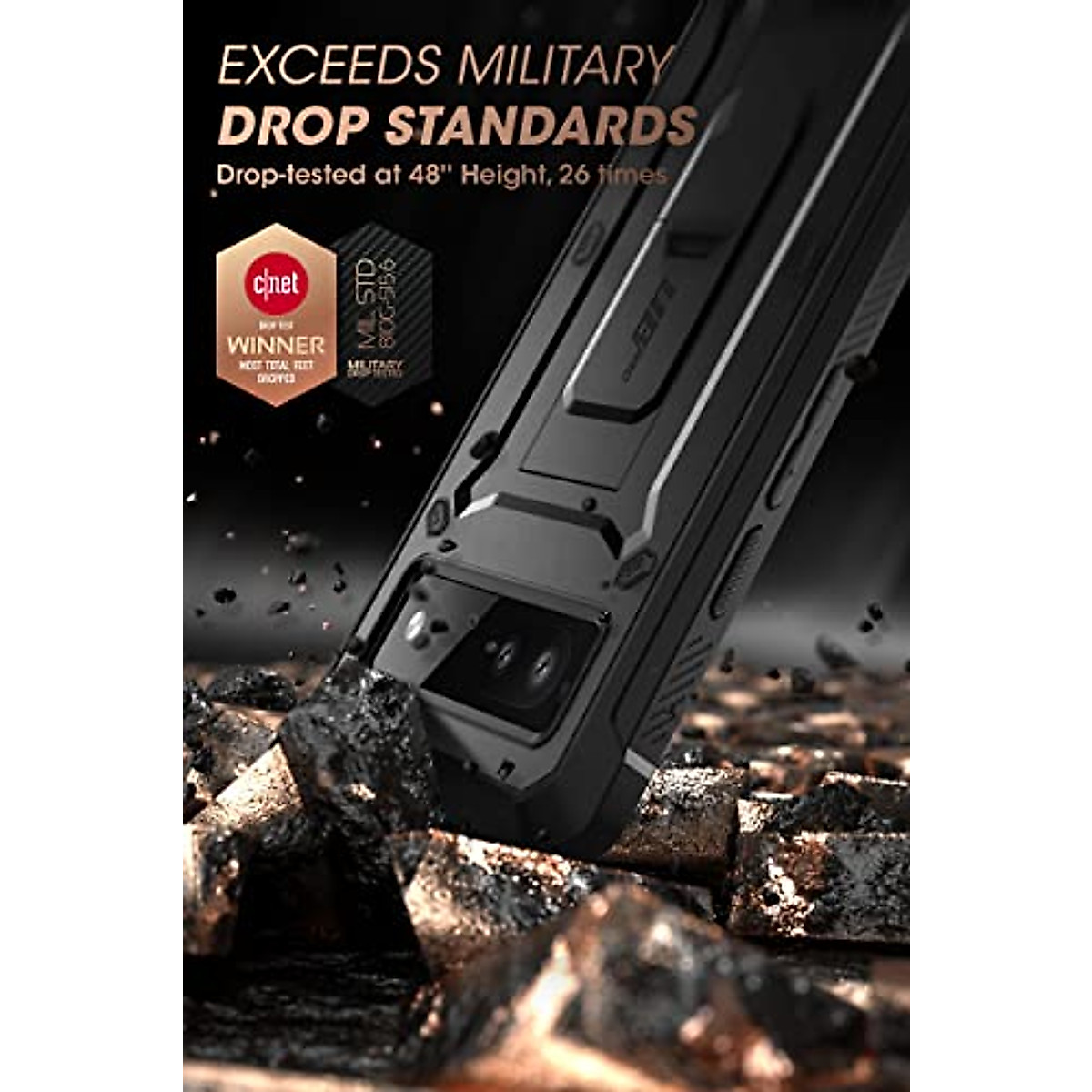 SUPCASE UB Pro Case for Google Pixel 6A (2022 Release), [Extra Front Frame] Full-Body Dual Layer Rugged Belt-Clip & Kickstand Case with Built-in Screen Protector (Black)