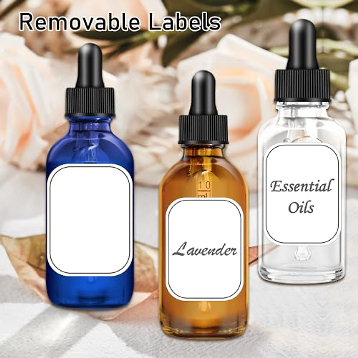 Bumobum Dropper Bottle 1 oz, Clear Glass Eye Dropper Bottles for Essential Oils with Labels and Funnel, 3 pack Tincture Bottle 30 ml with Measured Dropper