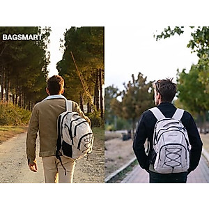 BAGSMART Travel Laptop Backpack, 15.6 inch Anti Theft Laptop Backpack With USB Charger Hole, Water Resistant College bookbag for Women Men, Casual Daily Backpack for travel, Beige