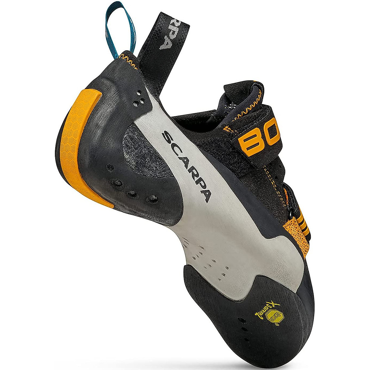 SCARPA Booster Vegan Rock Climbing Shoes for Sport Climbing and Bouldering - Specialized Performance for Sensitivity and Support - Black/Orange - 7