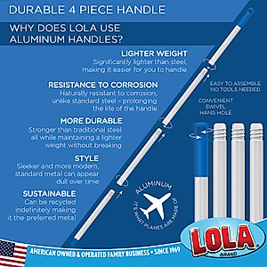 Lola Products Deck Scrub Brush w/ 48" Long Handle & 9" x 3.5" Scrubber, Durable Fiber Scrubber Bristles Remove Dirt, Grime, Grout, Leaves, Snow on Patios, Decks, Asphalt, Cement- Wet or Dry