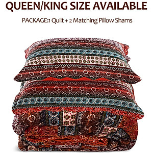 Best Striped Classical Cotton 3-Piece Patchwork Bedspread Quilt Sets Queen