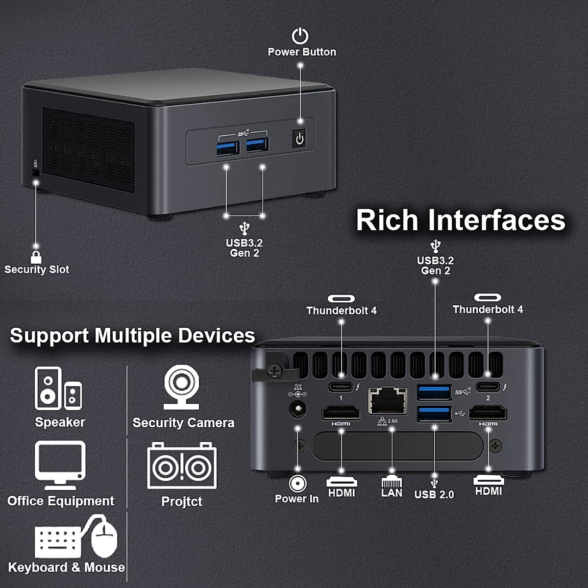 Intel NUC 11 Pro NUC11TNHV5 Tiger Canyon Home & Business Mini PC Desktop 11th Generation Intel® Core™ i5-1145G7 Processor with Intel vPro® Technology,4 Cores,8 Threads(16G RAM,1T SSD)