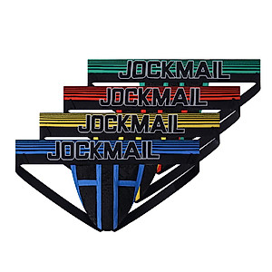 JOCKMAIL 4PCS/Pack Mens Jock Straps Underwear Mens Briefs Pack Mesh Men's Jock Strap Pack (M, Red+blue+green+yellow)