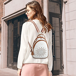 APHISON Small Backpack Purse for Women Cute Mini Backpacks PU Leather Crossbody Shoulder Bags White Brown