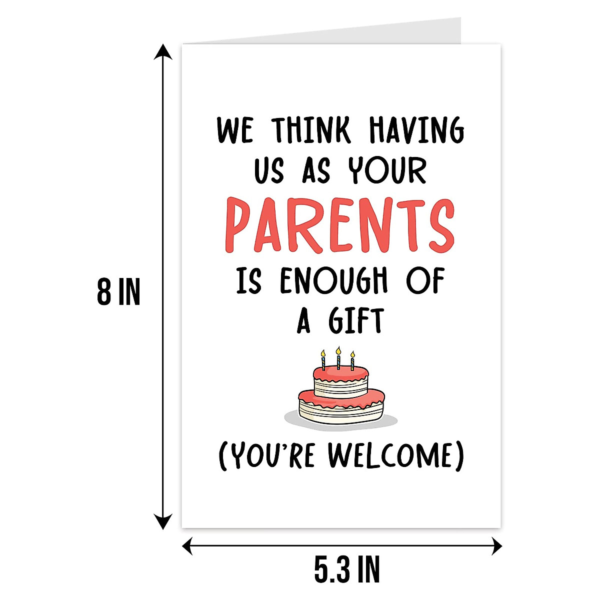 Qiliji Birthday Card for Son Daughter, Funny Birthday Card from Parents, Cheeky Bday Greeting Card for Kids, Having Us As Your Parents Is Enough Of A Gift