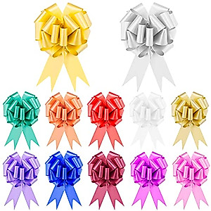 12PCS Pull Bows For Gift Wrapping 6 Inch Christmas Bows For Gift Basket Bag Box Wrapping Décor Large Ribbon Bows For Thanksgiving New Year Easter Birthday Valentines Day And Wedding Car Décor 12 Color