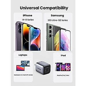 UGREEN 45W USB C Charger, Nexode GaN Dual USB C Foldable Wall Charger Block Support Samsung Super Fast Charging 2.0 Compatible with Galaxy S23 Ultra/S22/Note 20, iPhone 14, iPad, MacBook, Steam Deck