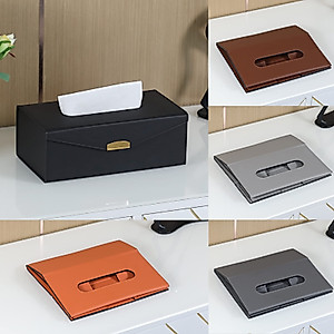 MEIBOOCH Foldable Tissue Box Cover Rectangular Leather Tissue Box Holder with Magnetic Closure (3.6 inches high, Black)