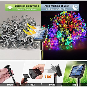 Solar String Flower Lights Waterproof IP65 for Outdoor Decor Party Garden Yard Home Wedding Christmas Halloween Holiday Tree Decoration Lighting