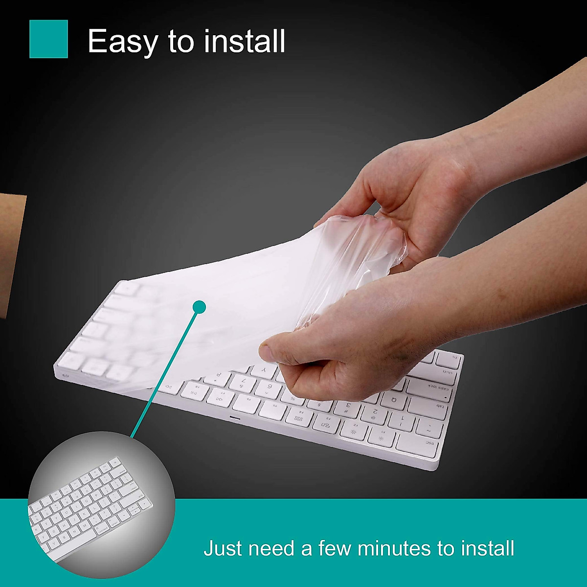 Green Onions Supply Fully Covered Flat Style 0.025mm Wipeable Superb Tactile Feeling Waterproof Anti-Dust Keyboard Cap Cover for 2021 iMac Apple Wireless Magic Keyboard Hospital/Dentist Use [3 Pack]