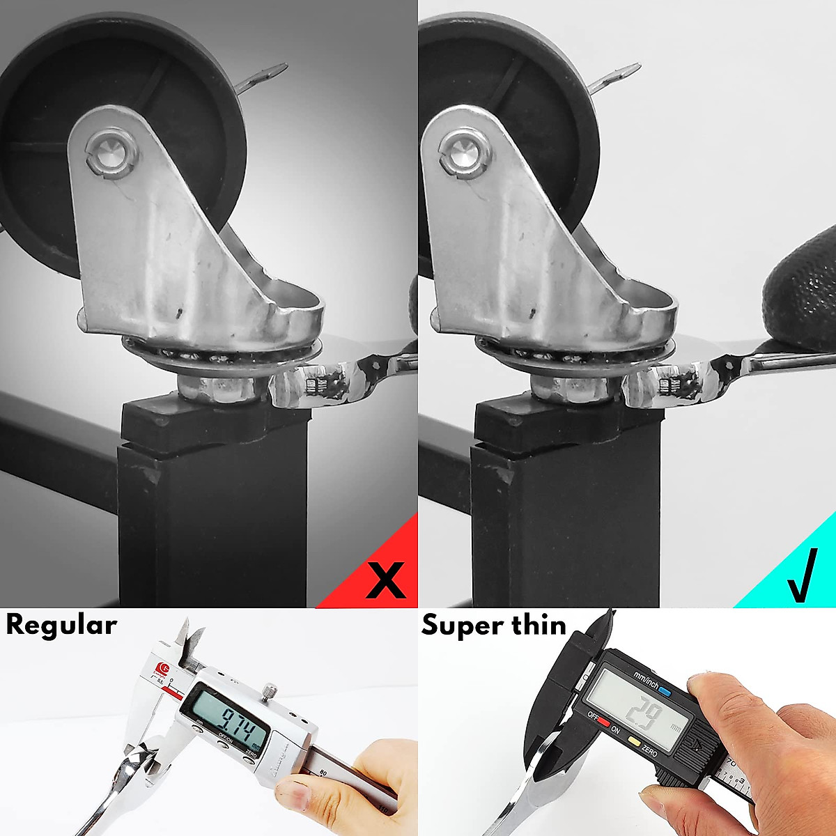 BILITOOLS Super Thin Open End Wrench Set, 9 Piece SAE 1/4 to 1-1/16 inch, CR-V Steel, HRC 40-45