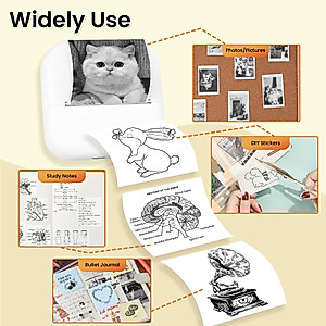 NelkoGlobal Mini Sticker Printer with 3 Rolls of 50mm*3.5m White Self-Adhesive Thermal Printer Paper (Image Duration: 10 Years)