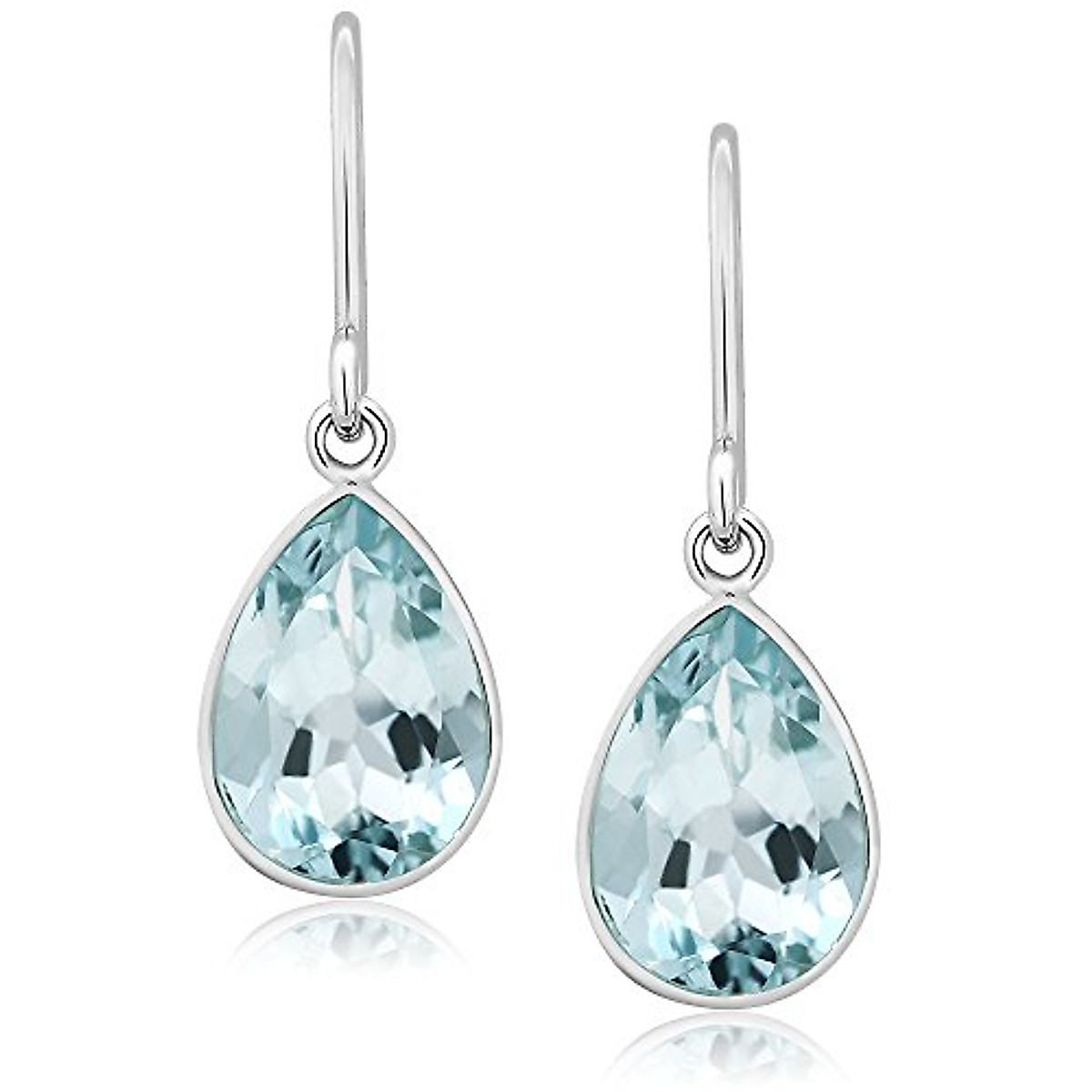 Gem Stone King 925 Sterling Silver Swiss Blue Topaz Earrings | 6.00 Cttw | Pear Shaped 12X9MM | Gemstone Birthstone | Drop Dangle Teardrop Earrings for Women