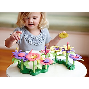 Green Toys Build-a-Bouquet, 4C - 44 Piece Pretend Play, Motor Skills, Building and Stacking Kids Toy Set. No BPA, phthatates, PVC. Dishwasher Safe, Recycled Plastic, Made in USA.