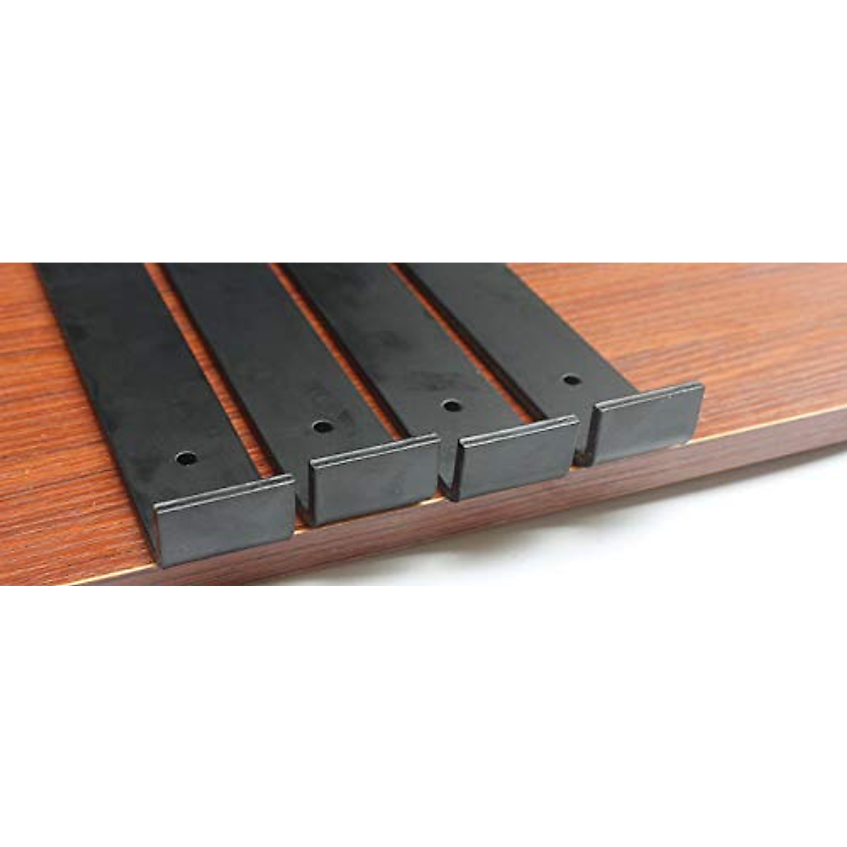 4 Pack - 5.5"L x 4"H x 1.5"W 5mm Thick Black Hook Brackets, Hook Iron Shelf Brackets, J Bracket, Metal Shelf Bracket, Industrial Shelf Bracket, Modern Shelf Bracket Shelf Supports with Screws