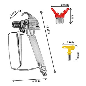 Tpaitlss Airless Paint Spray Gun，Airless Spray Gun with 517 Tip Fit Most airless Paint Sprayer