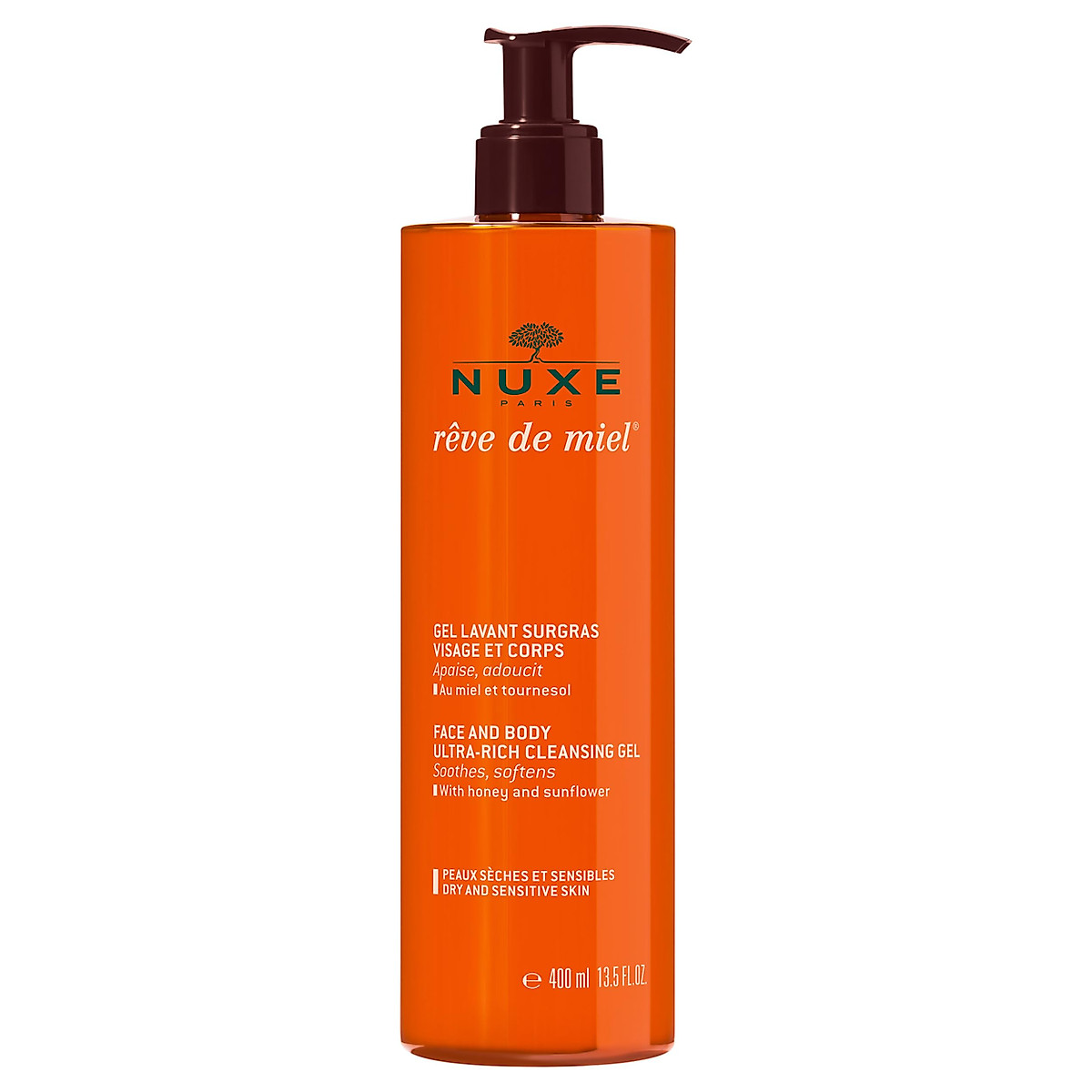 NUXE Rêve de Miel Ultra-Rich Body Wash with Honey & Glycerin | Shower Gel for Dry & Sensitive Skin, 13.5 Fl Oz