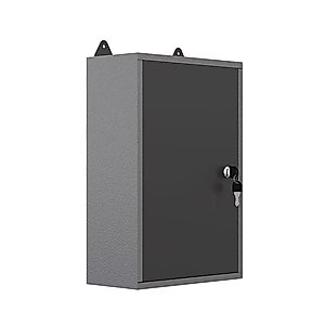 JZD Metal Storage Cabinets, Wall Mounted Tool Chest with 1 Locking Door, for Home Office, Black and Gray