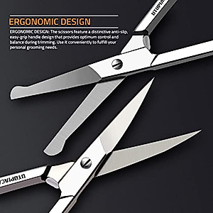 Utopia Care - Curved and Rounded Facial Hair Scissors for Men – 4 Pack - Mustache, Nose Hair & Beard Trimming Scissors, Safety Use for Eyebrows, Eyelashes, and Ear Hair - Professional Stainless Steel