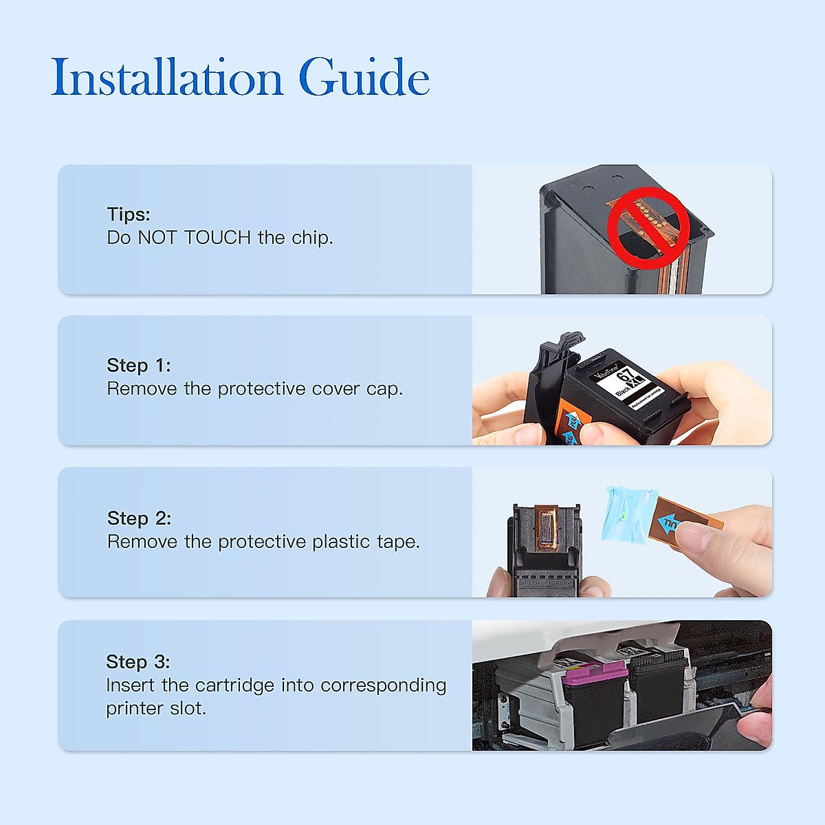 Valuetoner Ink Cartridges Replacement for HP 67XL 67 XL for Envy 6000 6055 6055e 6052 6058 6075 Envy Pro 6400 6455 6455e 6452 6458 DeskJet 1255 2732 2752 2755 2755e 4140 4155e Printer(2 Black)