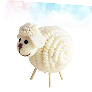 SAFIGLE Christmas Decor Miniture Decoration Fireplace Decor Ram Bauble Ornament Nordic Wool Felt Lamb Desktop Christmas Sheep Crafts Pendant Doll Bamboo Christmas Tree White Overall