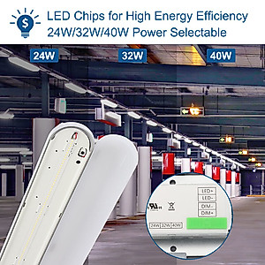 DAKASON 4-Pack LED Vapor Tight Light 40W (80W Eq.) 4200lm, 4FT Outdoor Shop Light Waterproof 5000K IP65 100-277V LED Vapor Proof Fixture for Parking Garage Car Wash Warehouse UL Listed