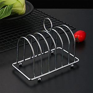 JAGTRADE Toast Bread Rack Stainless Steel Bread Holder Kitchen 6 Slices Bread Display Stand Lightweight Food Display Tool