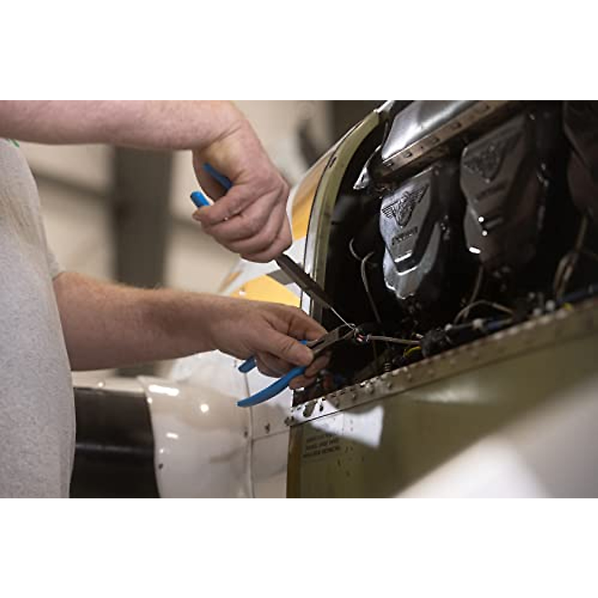 Channellock 718 8-Inch Flat Nose Pliers | Duckbill Jaw Pliers with Extra Long Nose and Crosshatch Teeth Pattern Designed for Hard-to-Reach Places | Forged of High Carbon Steel | Made in the USA