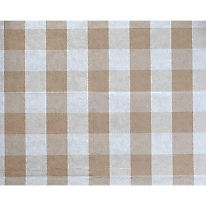 Havercamp Khaki and White Plaid Table Cover |1 Pack | 54" x 108" | Classic Plaid Collection | Great for Picnic, Barbecue, Cookout, Lumberjack Theme, Playground