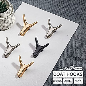 CARAGO Coat Hooks, Towel Hooks for Bathroom,3 Packs Metal Heavy Duty Wall Hooks, Suitable for Cloakroom, Living Room, Kitchen, Bathroom, for Hanging Clothes, Hats, Bags, Towels (Gray Brushed)