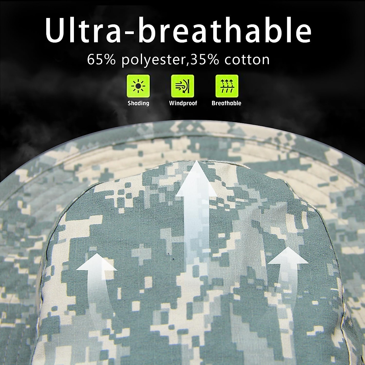 Camo Boonie Hat for Men Women, Military Tactical Wide Brim Bucket Hats, UPF50+ Jungle Sun Hats for Fishing Hunting Safari