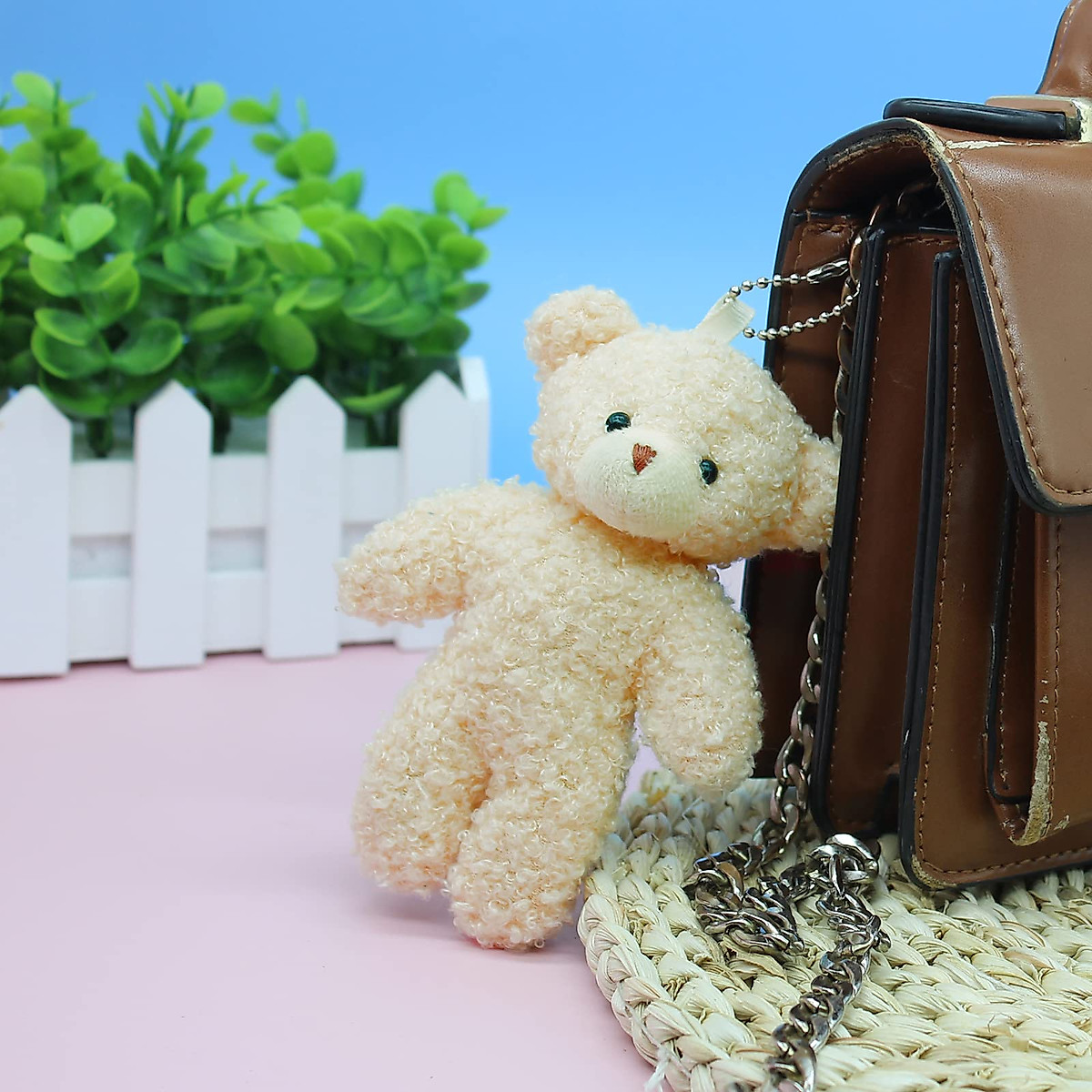 12 Pack Brown Mini Teddy Bears , 4.7 inch Tiny Soft Stuffed Teddy Bear, Small Plush Bears Bulk for Birthday Party Decor Valentine's Day Gift Graduation Party Favors Bag DIY Keychain Crafts