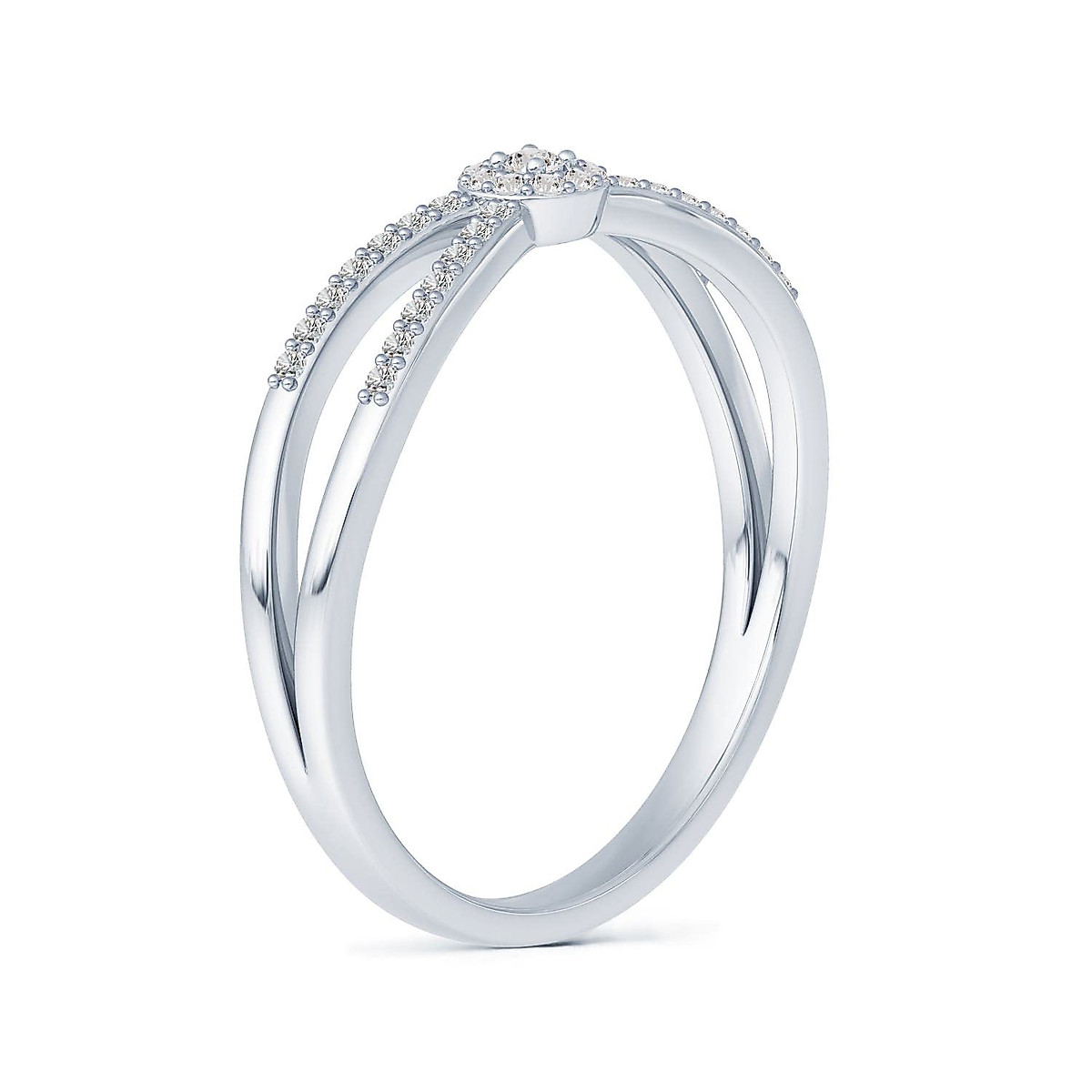 Angara Natural 0.17 Ct Diamond Infinity Ring for Women in 14K White Gold (Color : K | Clarity : I3) | April Birthstone, Birthday, Engagement, Anniversary Jewelry Gift For Women