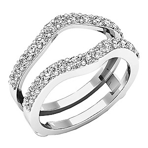 Dazzlingrock Collection 1.65 Carat (ctw) Round Cubic Zirconia Wedding Enhancer Guard Ring for Women in 10K White Gold Size 8