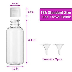 Dabacc 30 Pcs 2 oz Clear Plastic Empty Bottles, Travel Size Bottles with Flip Cap Small Bottles for Liquids Toiletries Shampoo Lotion Conditioner