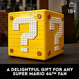 LEGO Super Mario 64 Question Mark Block 71395, 3D Model Set for Adults with 4 Microscale Game Levels: Peach’s Castle, Bob-omb Battlefield, Cool Mountain and Lethal Lava Trouble