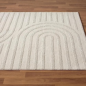 LUXE WEAVERS Modern Geometric White Cream 2x7 Area Rug